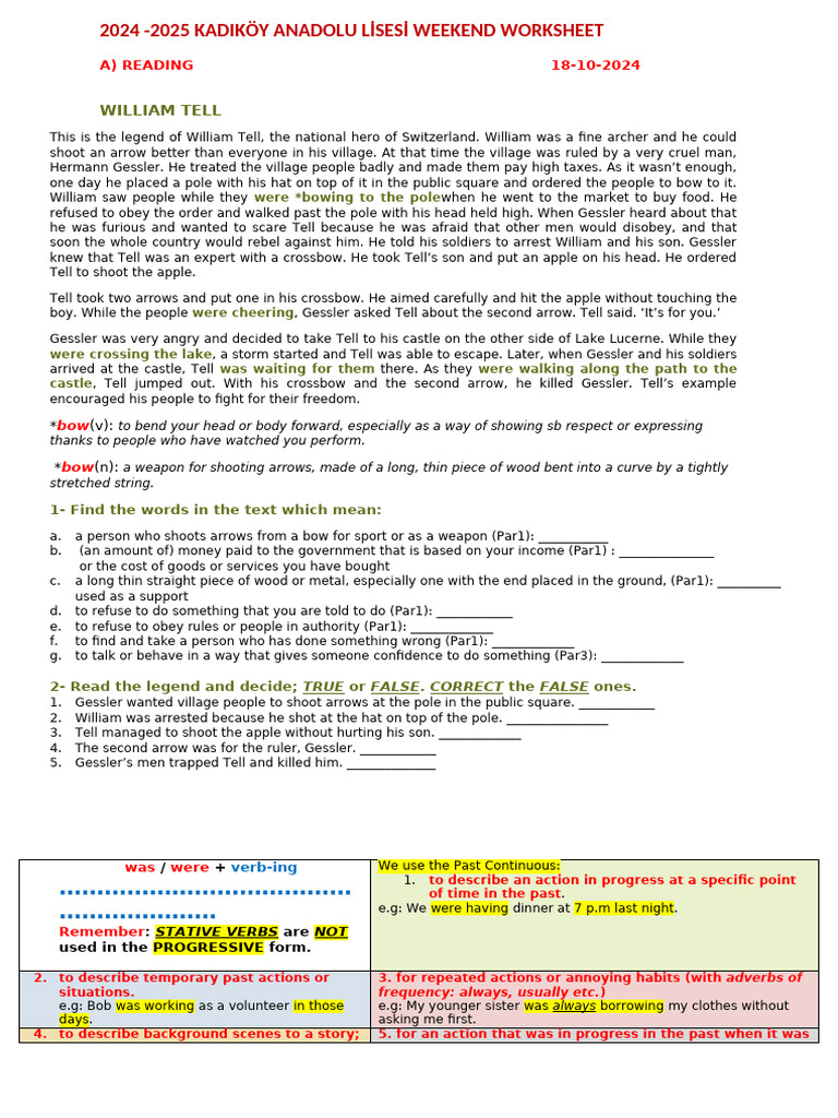 Weekend Worksheet Unit 2 | PDF