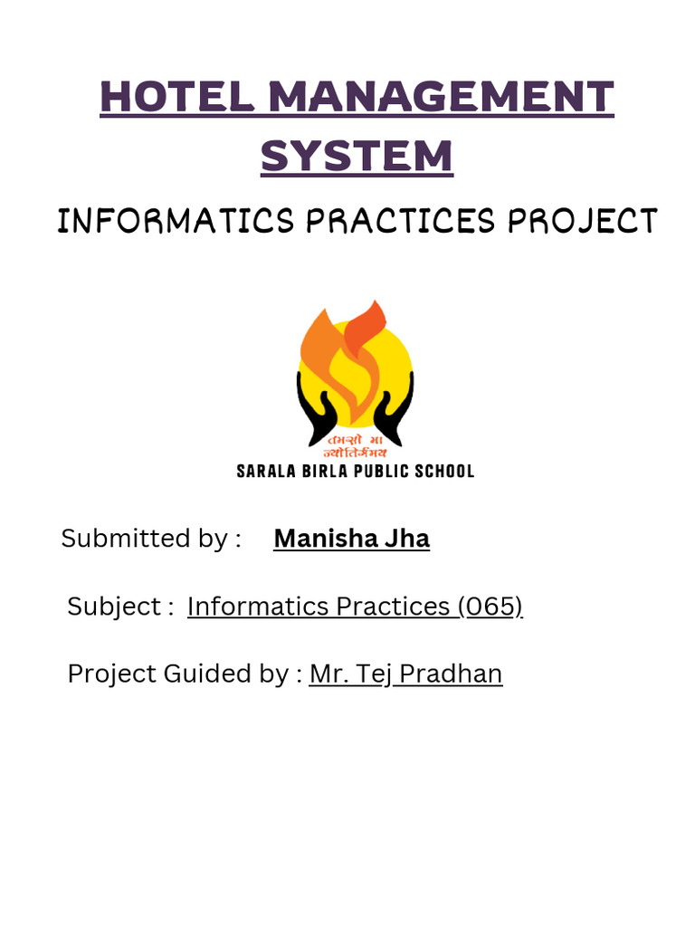 Hotel Management System Project Report | PDF