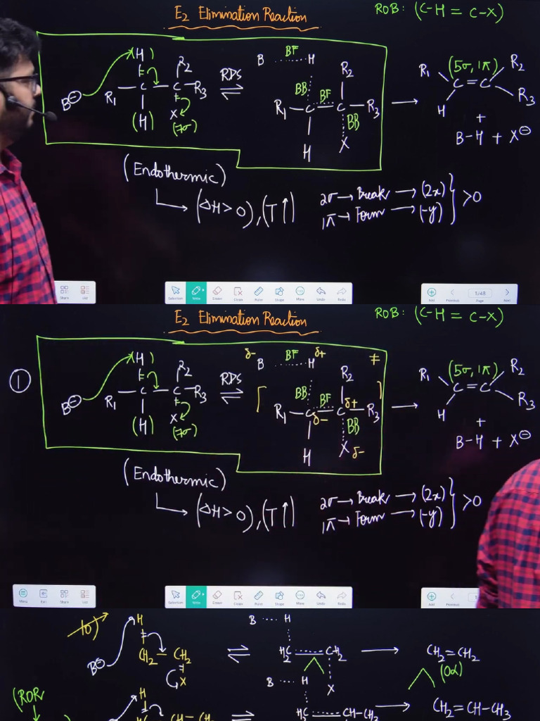 E2 Elimination Reaction Mechanism | PDF