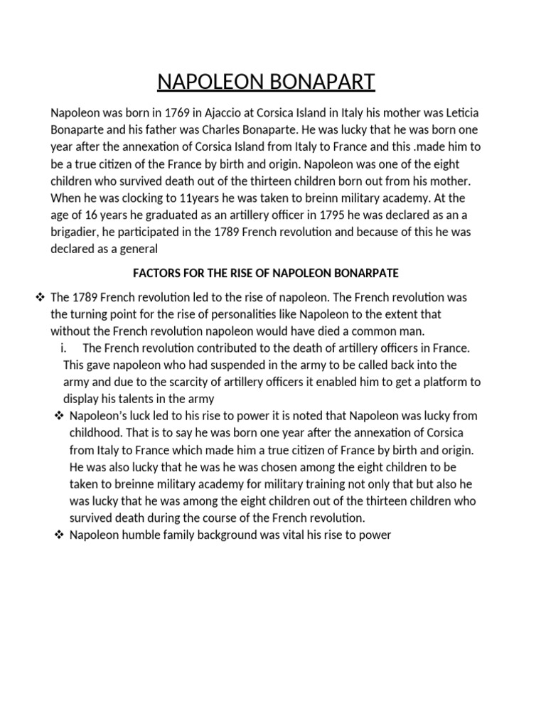 Napoleon Bonaparte's Rise to Power | PDF