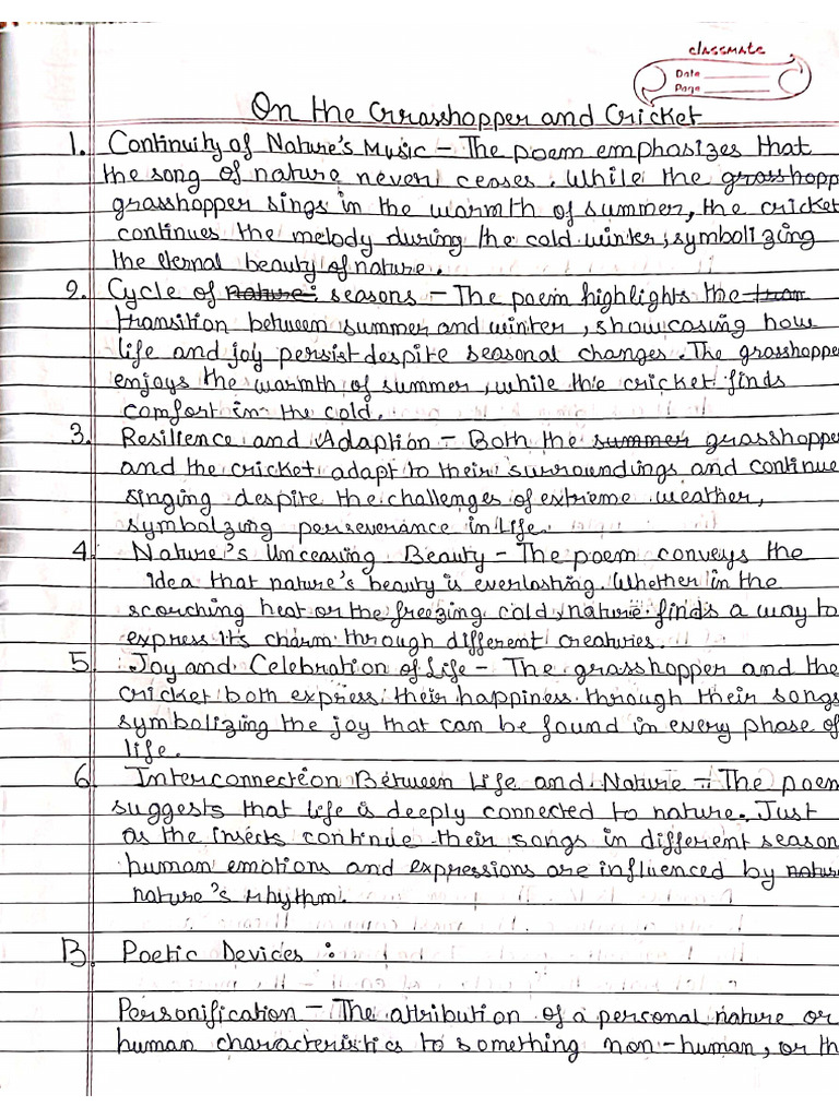 On The Grasshopper and Cricket | PDF