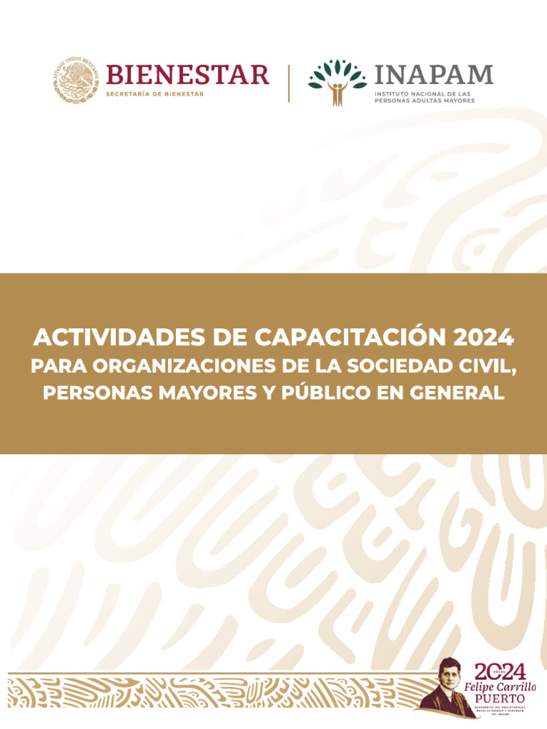 Actividades de Capacitacio N 2024 para Organizaciones de La Sociedad Civil Personas Mayores y Pu ...