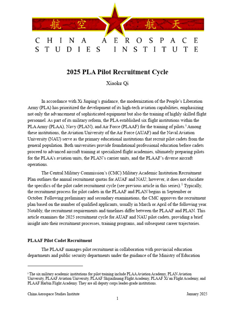 2025-01-27 2025 PLAAF and PLAN Pilot Recruitment Policy | PDF ...