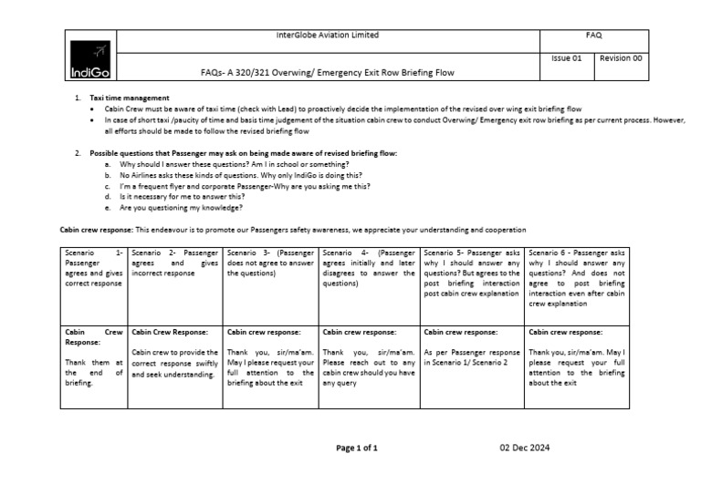 FAQ - Interaction Post Overwing or Emergency Exit Row Briefing | PDF ...