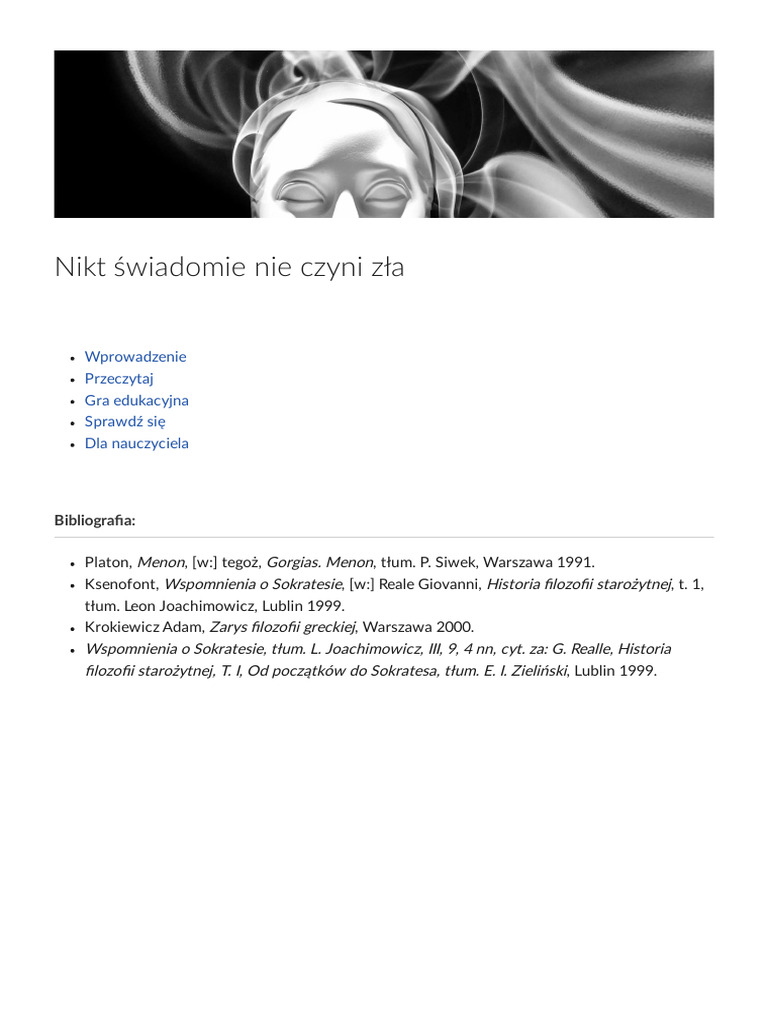 Nikt Swiadomie Nie Czyni Zla | PDF
