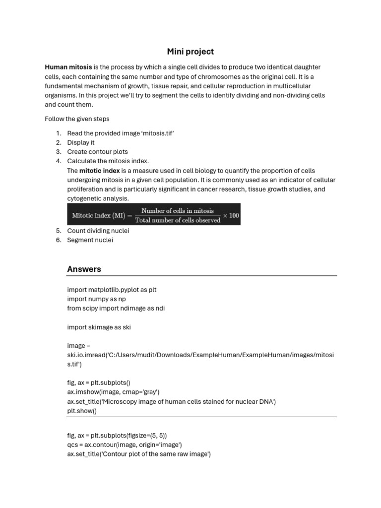 Mini project | PDF | Mitosis | Cell (Biology)