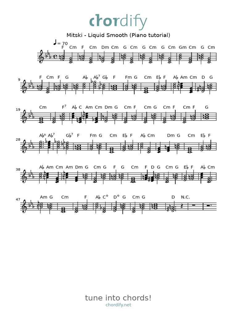 Chordify - Mitski Liquid Smooth Piano Tutorial | PDF | Elements Of ...