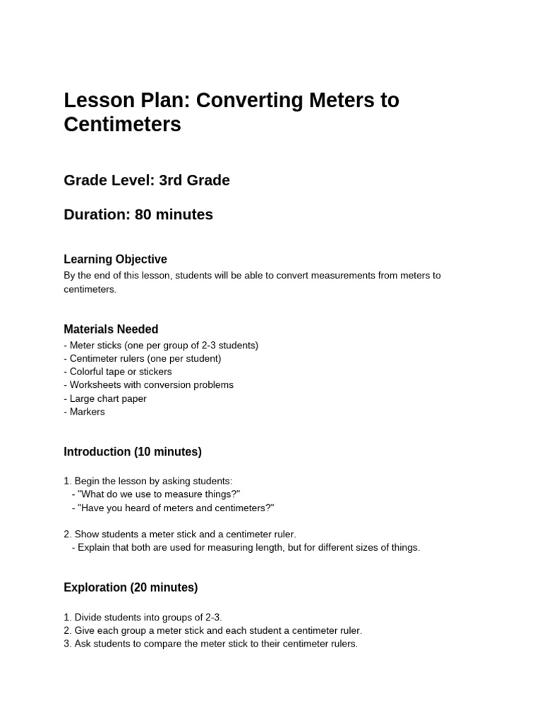 Grade Level 3 - Lesson Plan | PDF | Metre | Lesson Plan
