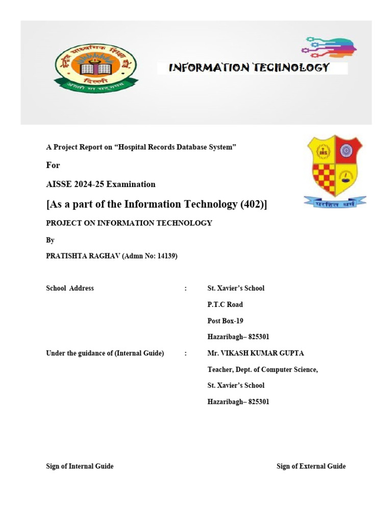 IT Project(Class X)2024-25-1 | PDF | Databases | Computing