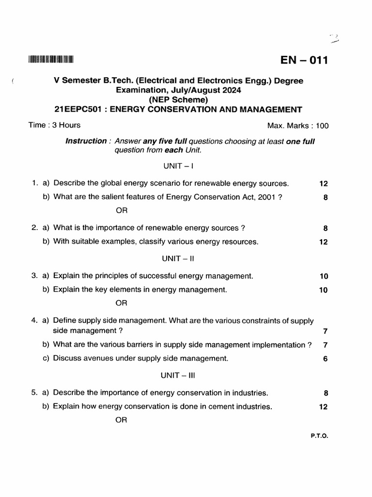 5th Sem EEE NEP Jul-Aug 2024 | PDF | Electric Power Transmission ...