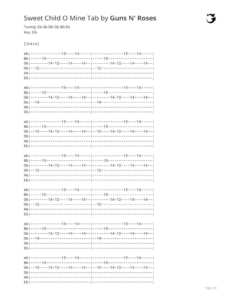 Sweet Child o Mine Tab | PDF