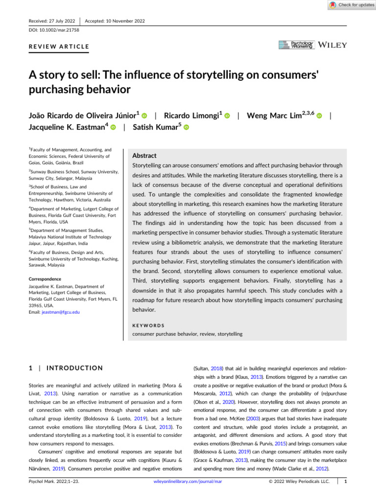 Storytelling's Impact on Purchase Behavior | PDF | Brand | Storytelling