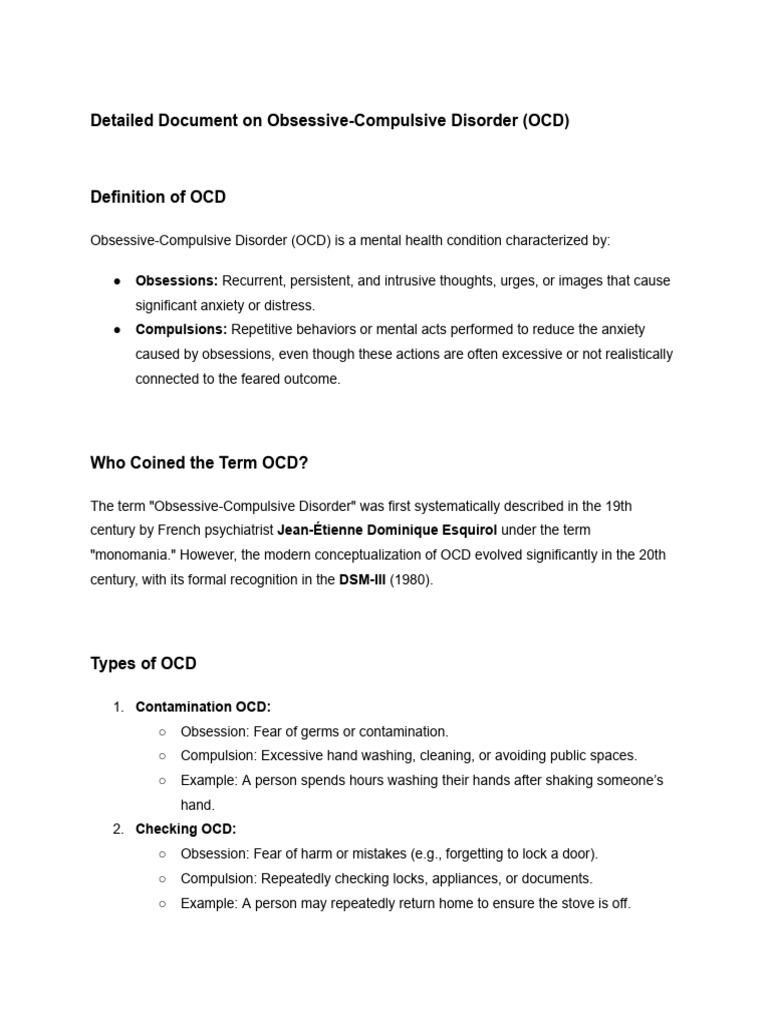 Obsessive-Compulsive Disorder (OCD) | PDF | Obsessive–Compulsive ...