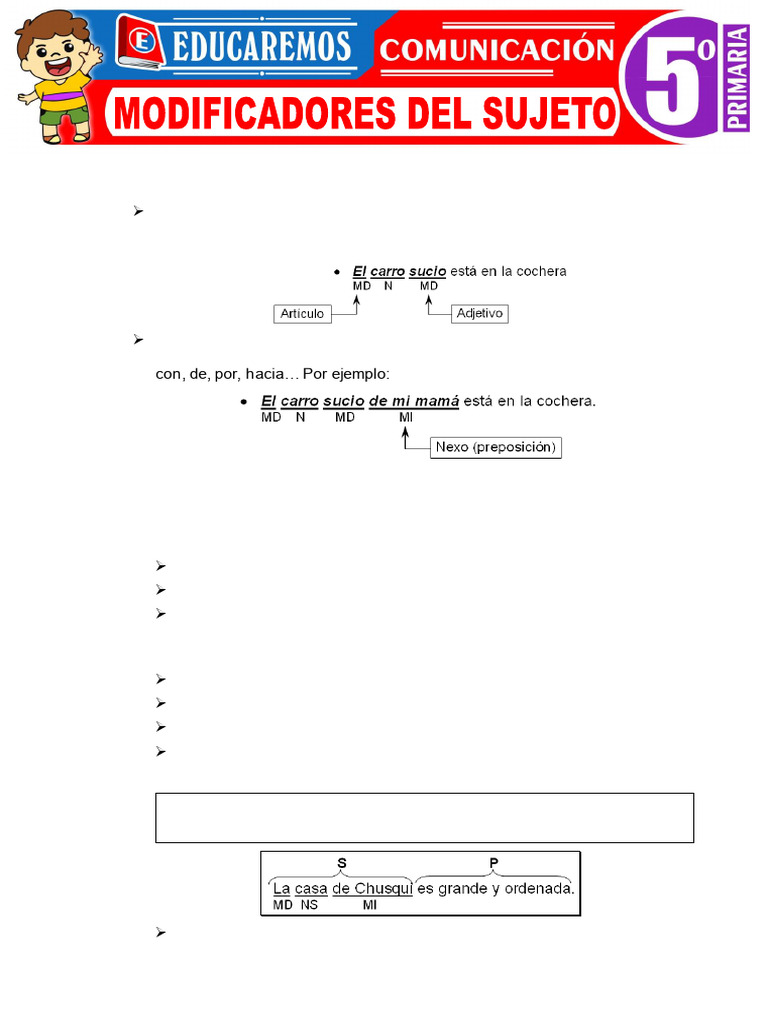 Modificadores Del Sujeto para Quinto Grado de Primaria | PDF | Western Honey Bee | Colmena