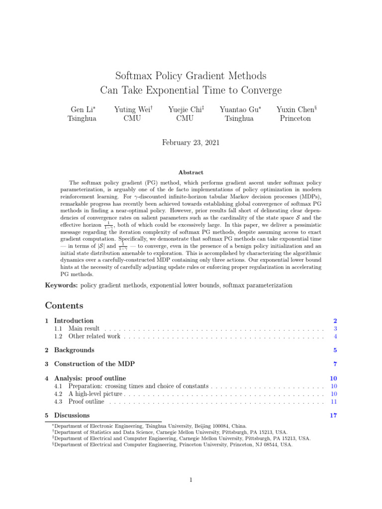 Softmax_Policy_Gradient_Methods_Can_Take_Exponenti | PDF | Time Complexity | Applied Mathematics