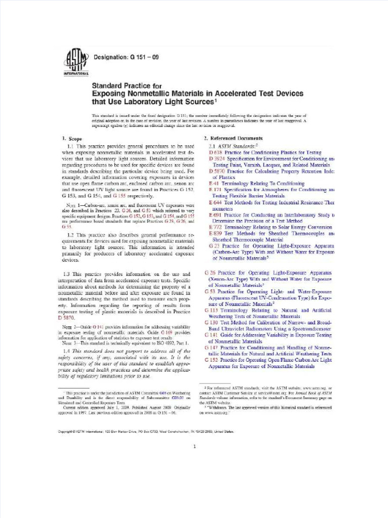 ASTM G151_2009 UV | PDF
