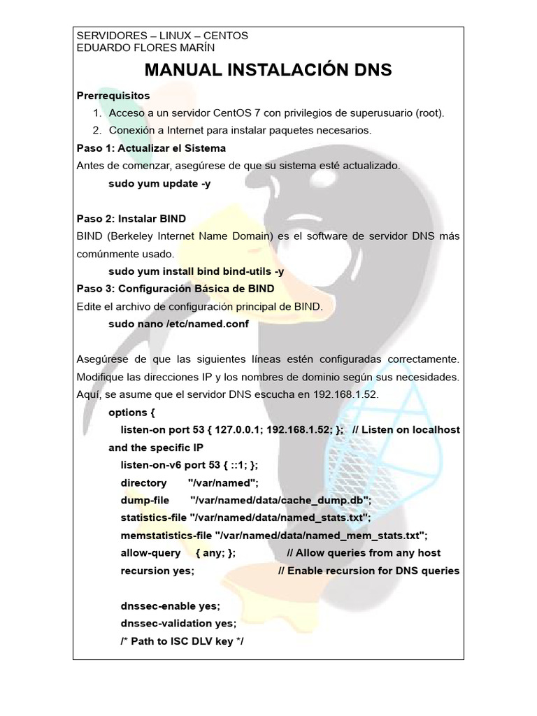 Guía de Instalación de DNS en CentOS 7 | PDF | sistema de nombres de dominio | Cortafuegos ...