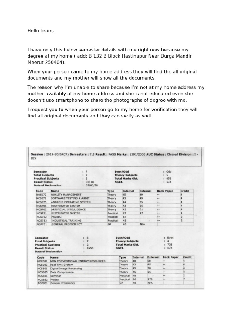 Verification Request for Degree Documents | PDF