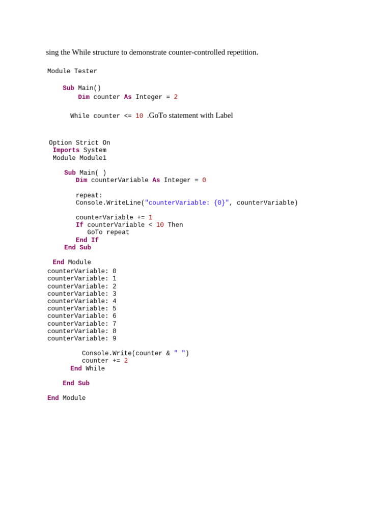 Sing the While Structure to Demonstrate Counter | PDF