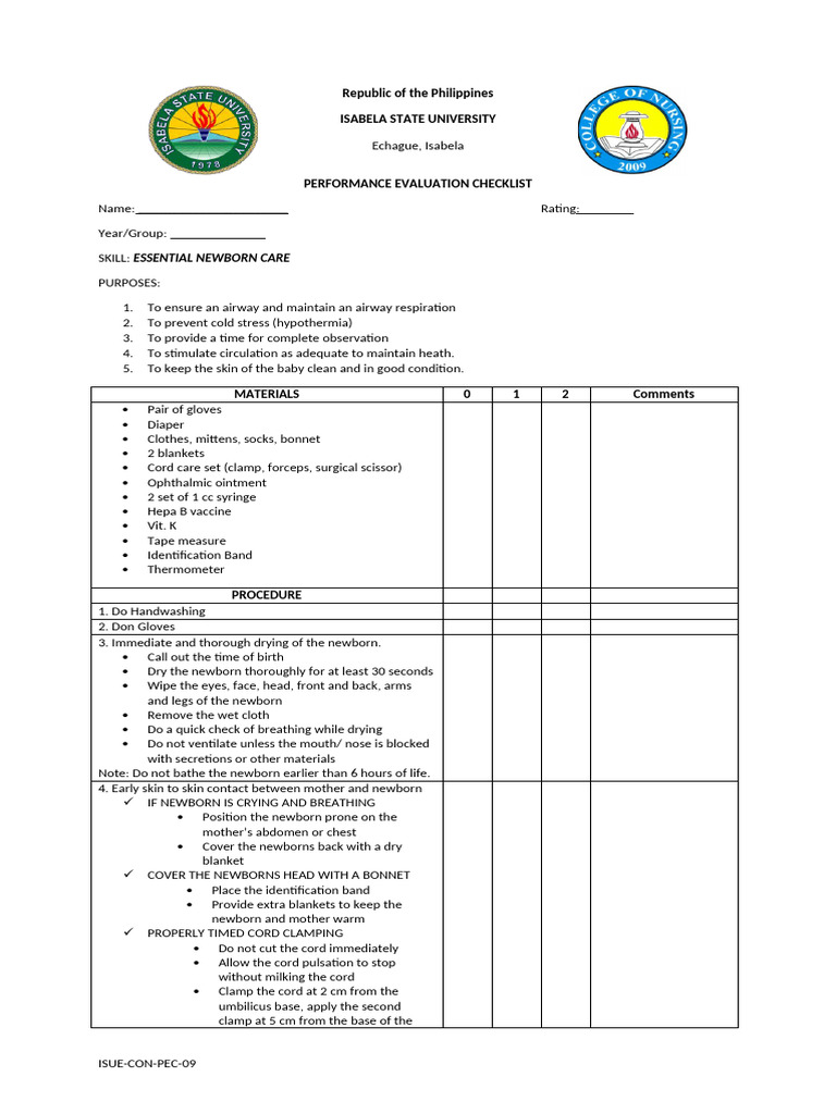 Essential Newborn Care Checklist | PDF | Breastfeeding | Infants