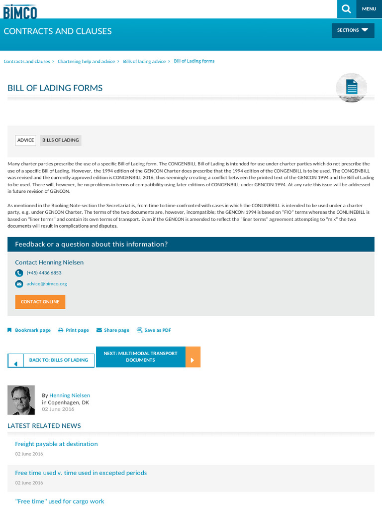 Bill of Lading Forms and Advice | PDF
