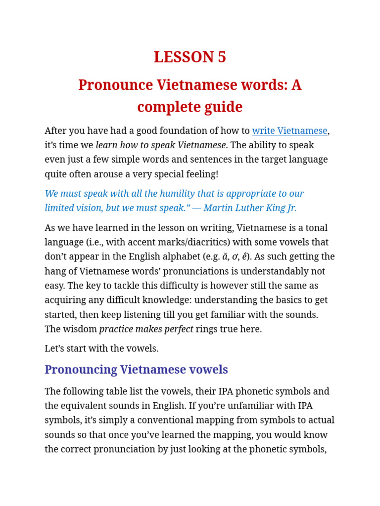 5. Pronounce Vietnamese words - A complete guide | PDF | Vietnamese ...