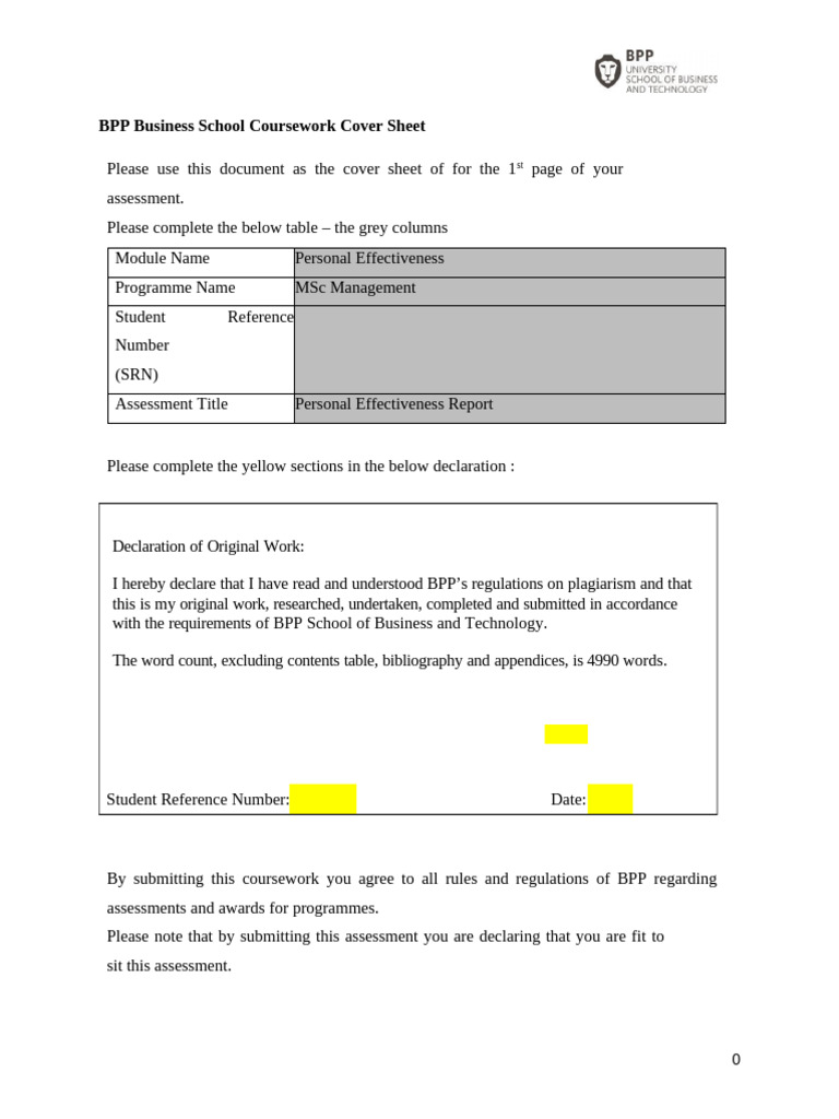 Personal Effectiveness Assignment | PDF | Time Management ...
