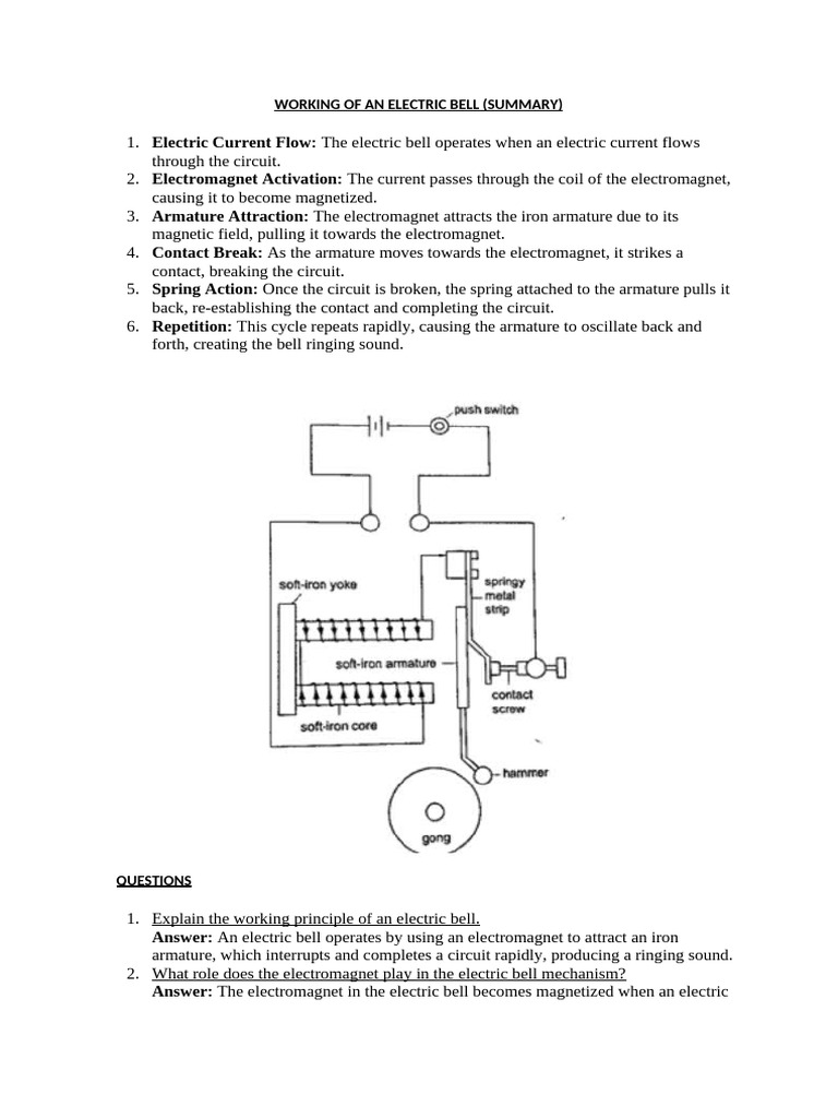 Electric Bell Working Principle Explained | PDF