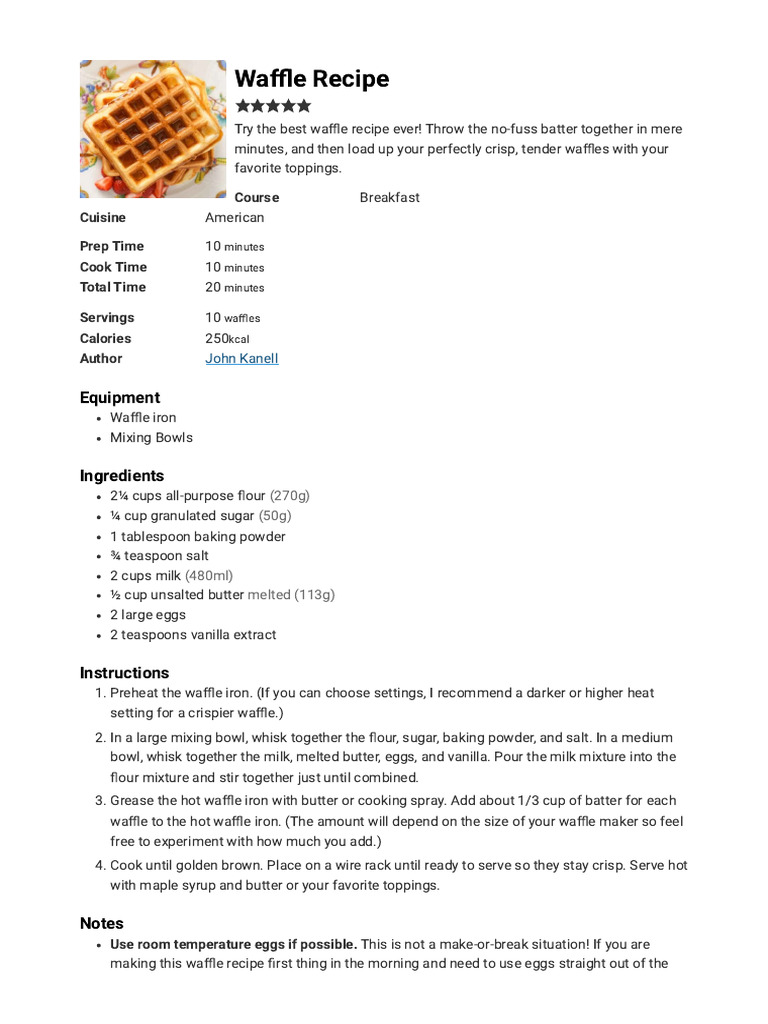 Waffle Recipe - Preppy Kitchen | PDF | Waffle | Fat