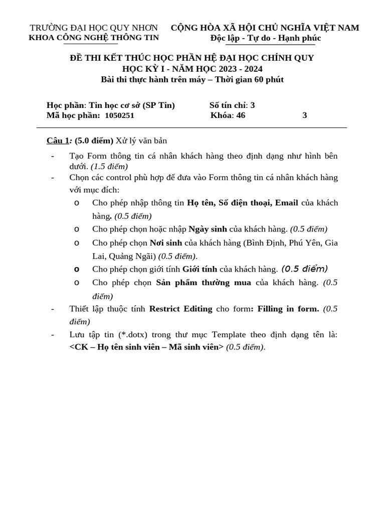 KT TH 3 - THCS - SP Tin | PDF