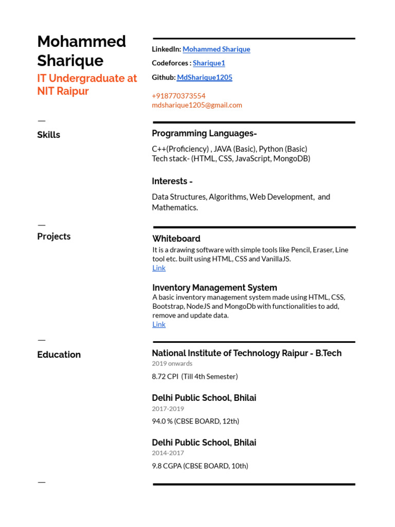 Mohammed Sharique Resume | PDF
