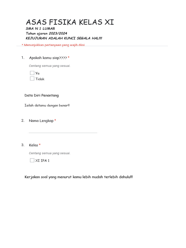 Soal Fisika Kelas XI SMA | PDF