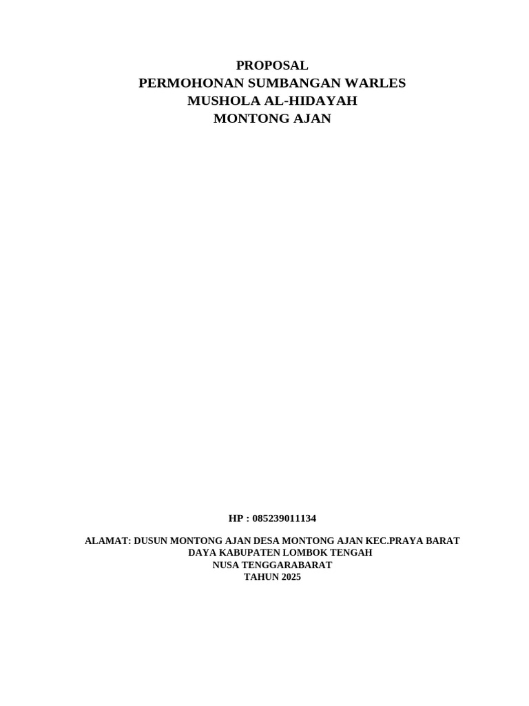 Permohonan Bantuan Warles Musholla | PDF