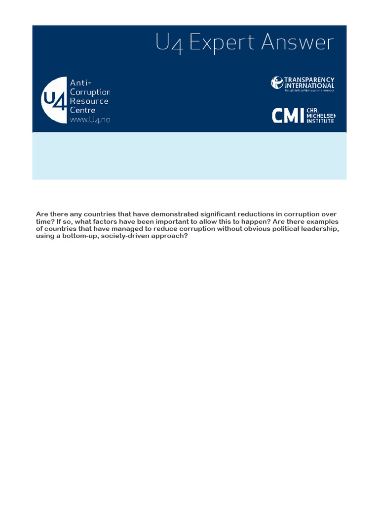 Publication - How To Reduce Levels of Corruption at Country Level ...