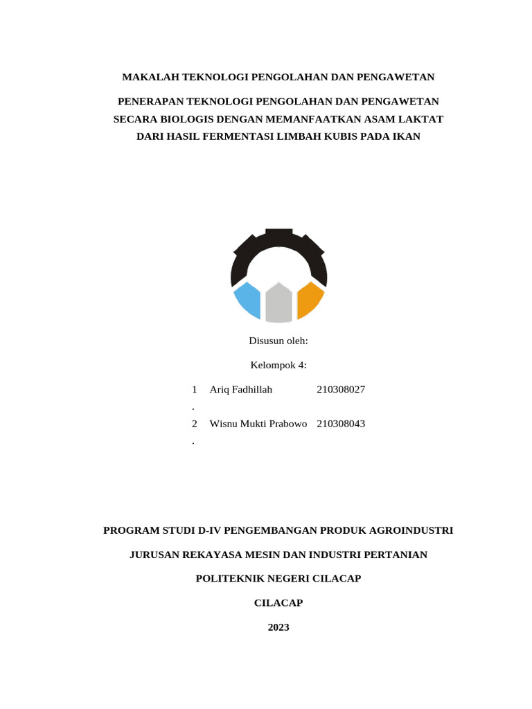 MAKALAH TEKNOLOGI PENGOLAHAN DAN k3 | PDF