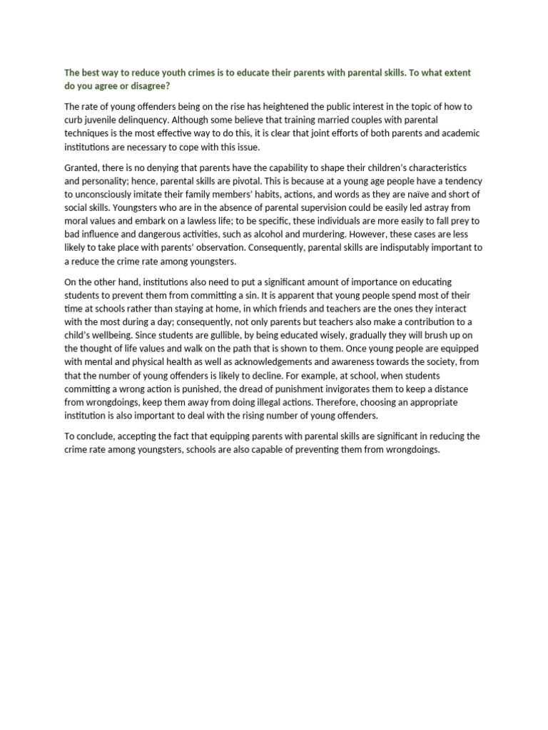 Reducing Youth Crime Through Parental Education | PDF | Juvenile ...