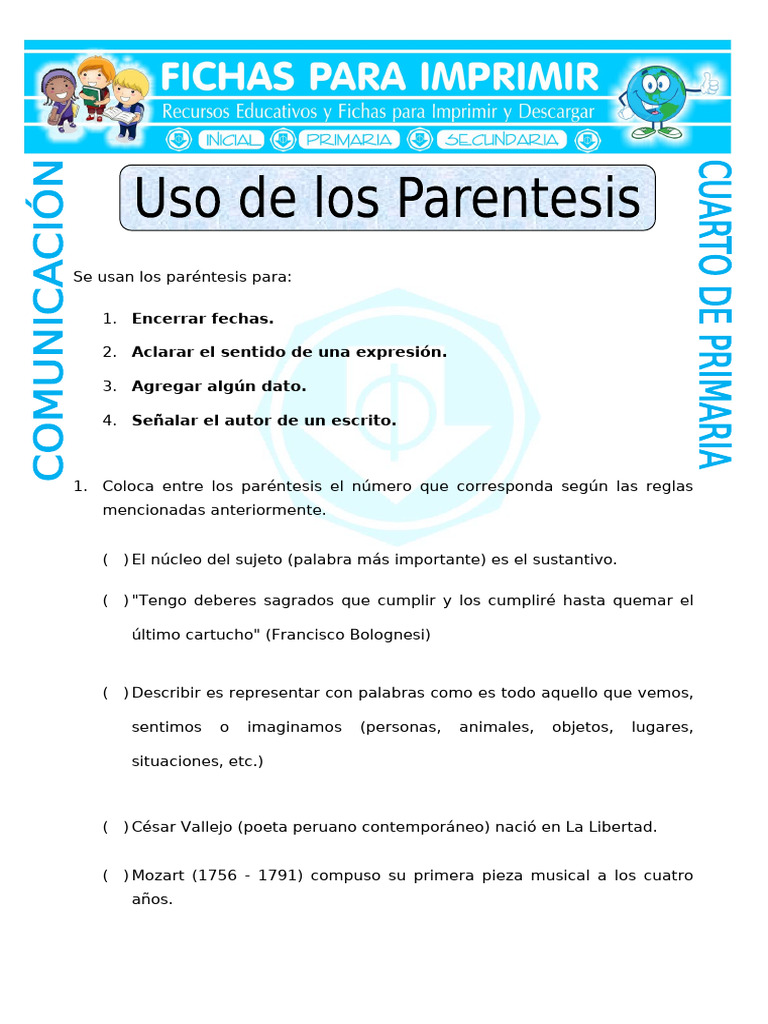 Uso de paréntesis en oraciones escolares | PDF