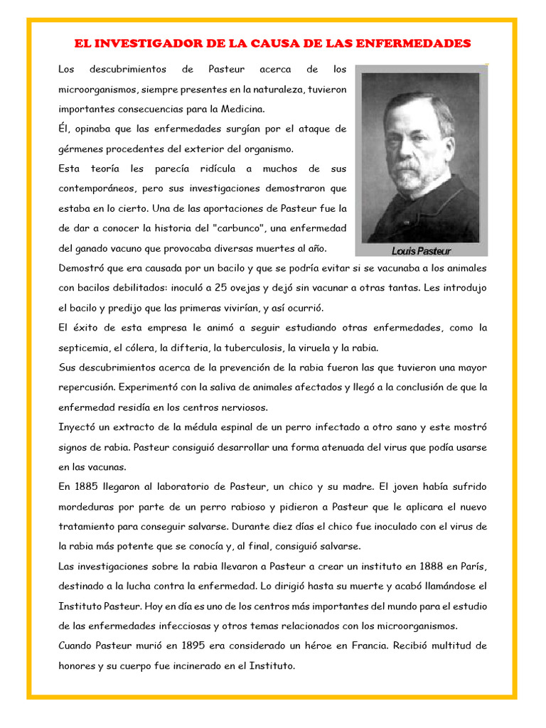 Pasteur: Pionero en la Vacunación contra la Rabia | PDF | Luis Pasteur ...