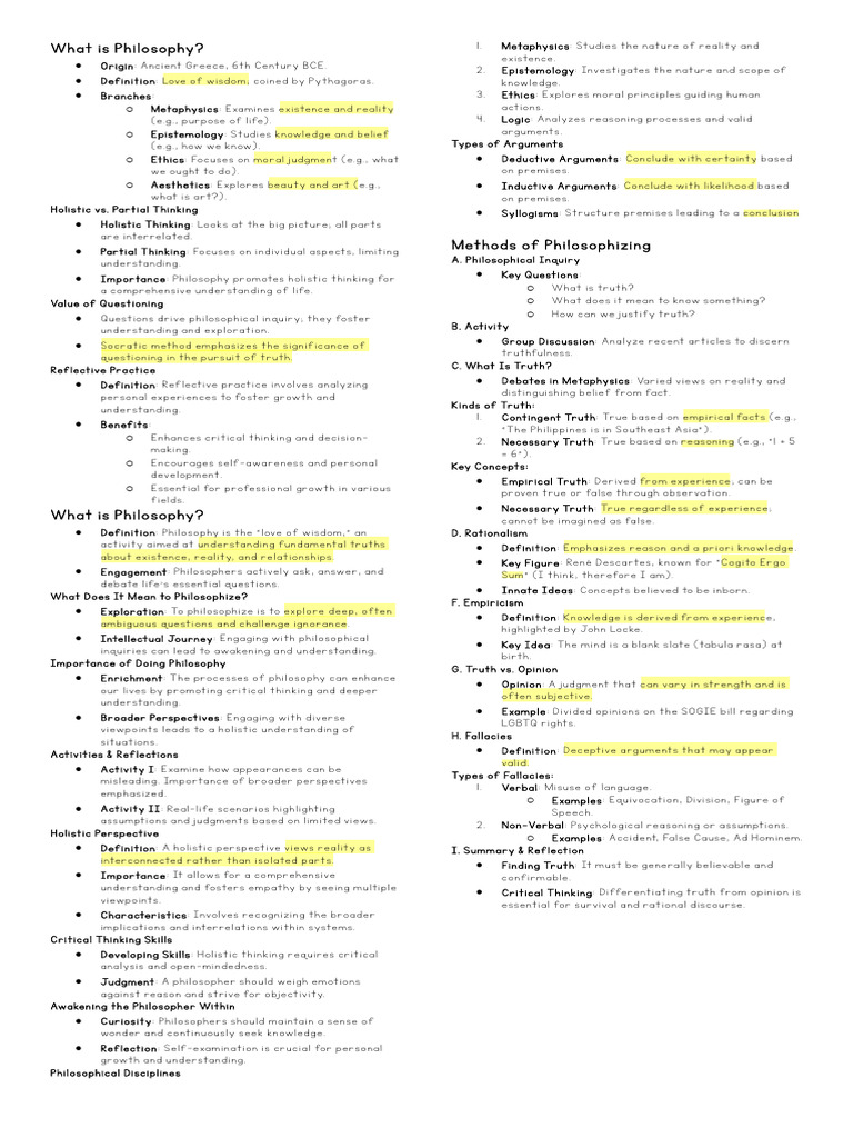 Philosophy-Note-Part-1 | PDF | Truth | Argument