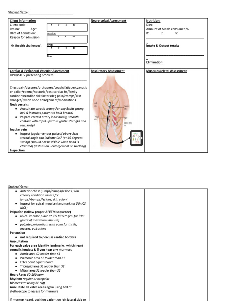 Cardiac & Peripheral Vascular Worksheet | PDF | Heart | Pulse
