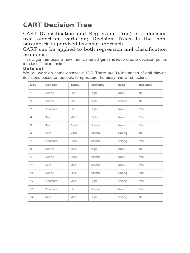 CART Decision Tree | PDF