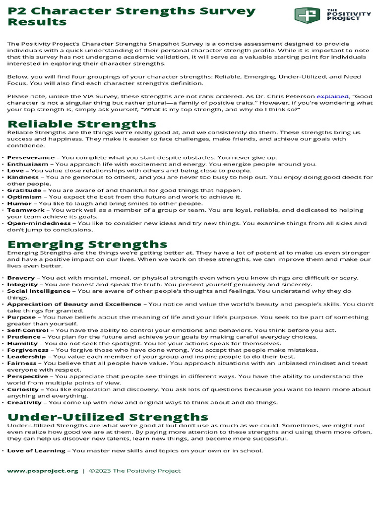 Character Survey Results | PDF