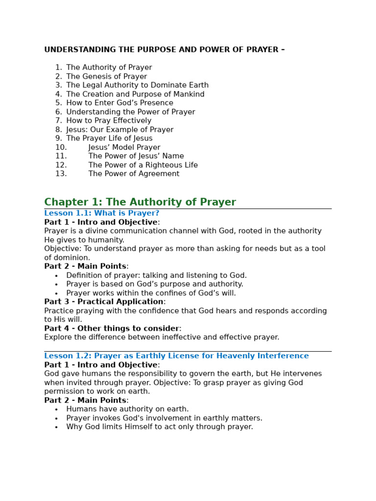 Power and Purpose of Prayer Guide | PDF | Prayer | Bible