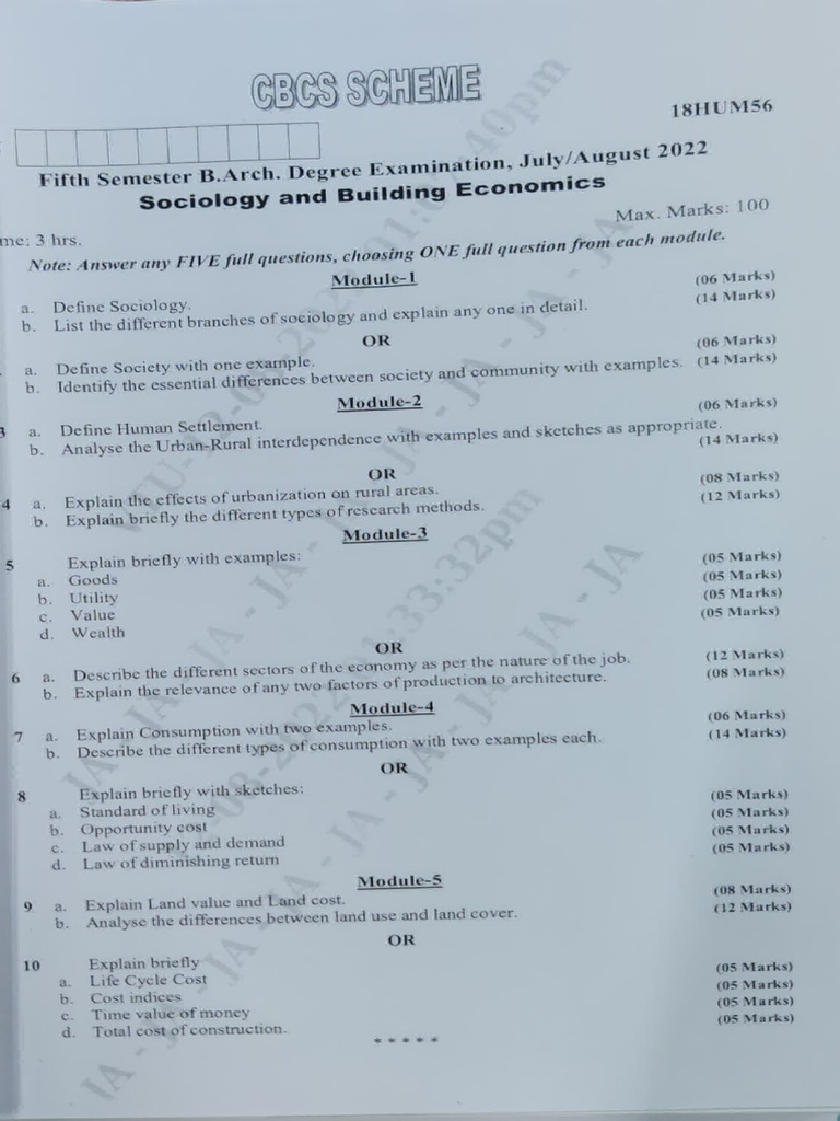 Previous Year Question Papers | PDF | Economics | Sociology