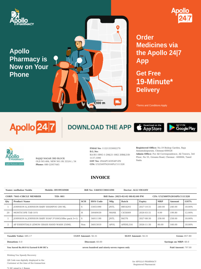 Apollo Medicine InvoiceFeb 4 2025 15 25 | PDF | Government Finances ...