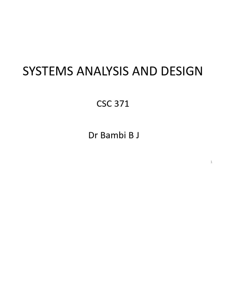 SYSTEMS ANALYSIS AND DESIGN Lecture1 | PDF | System | Information