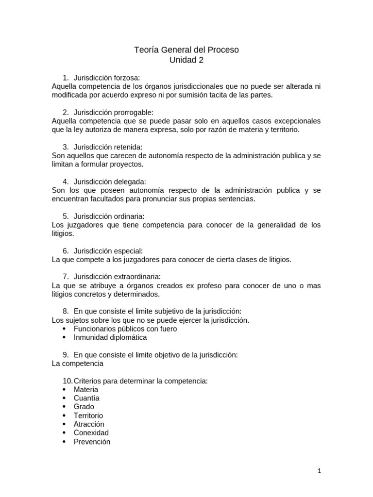 Teoría General Del Proceso Unidad 2 | PDF | Jurisdicción | Ley procesal