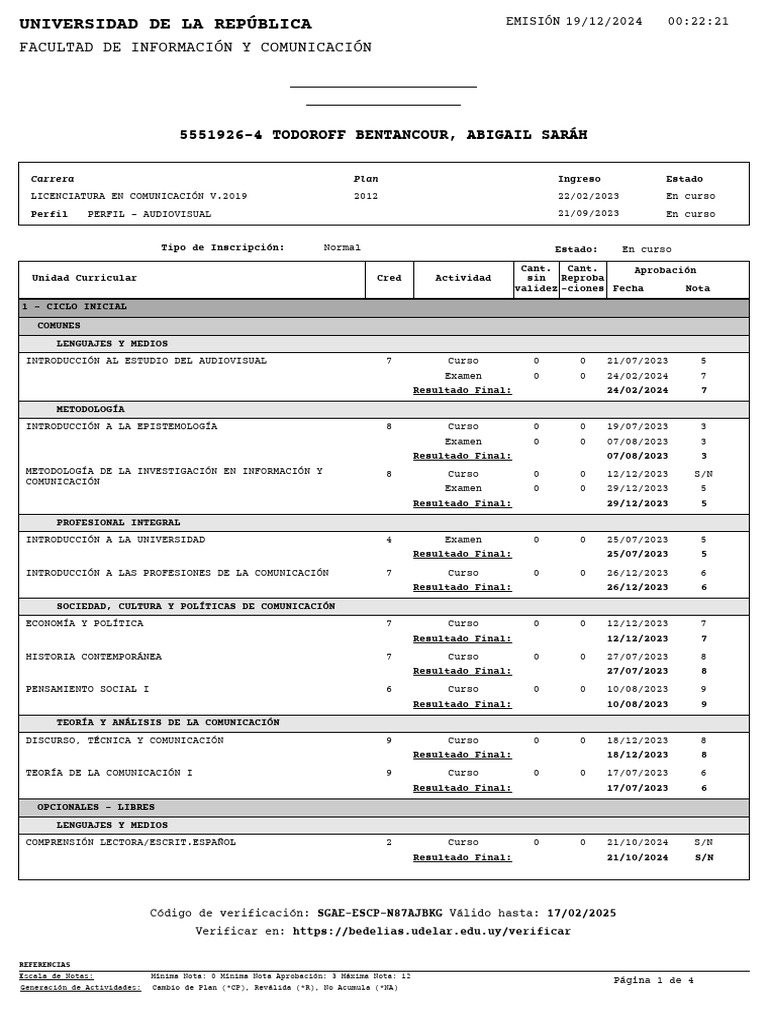 Certificado Escolaridad Abigail | PDF