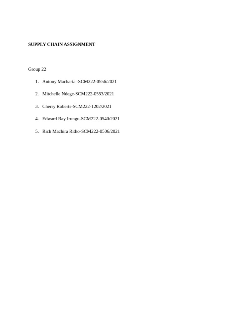 Supply Chain Assignment | PDF | Capital Structure | Investment Management