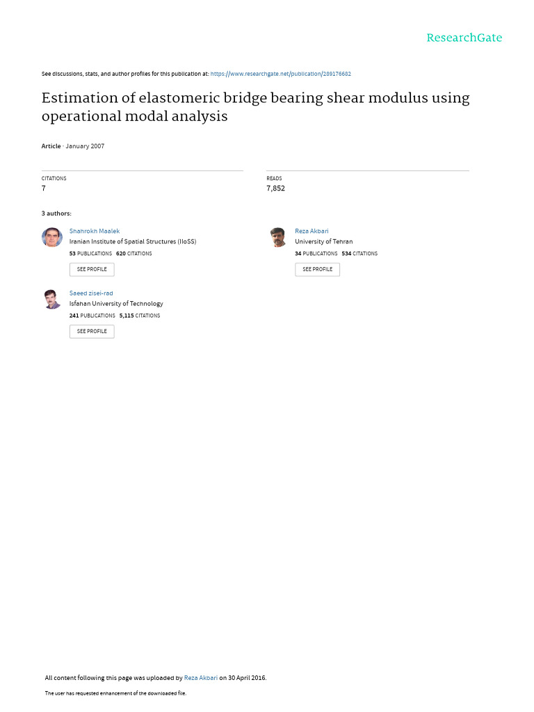 Elastomeric Bridge Bearing Shear Modulus Analysis | PDF | Hardness ...